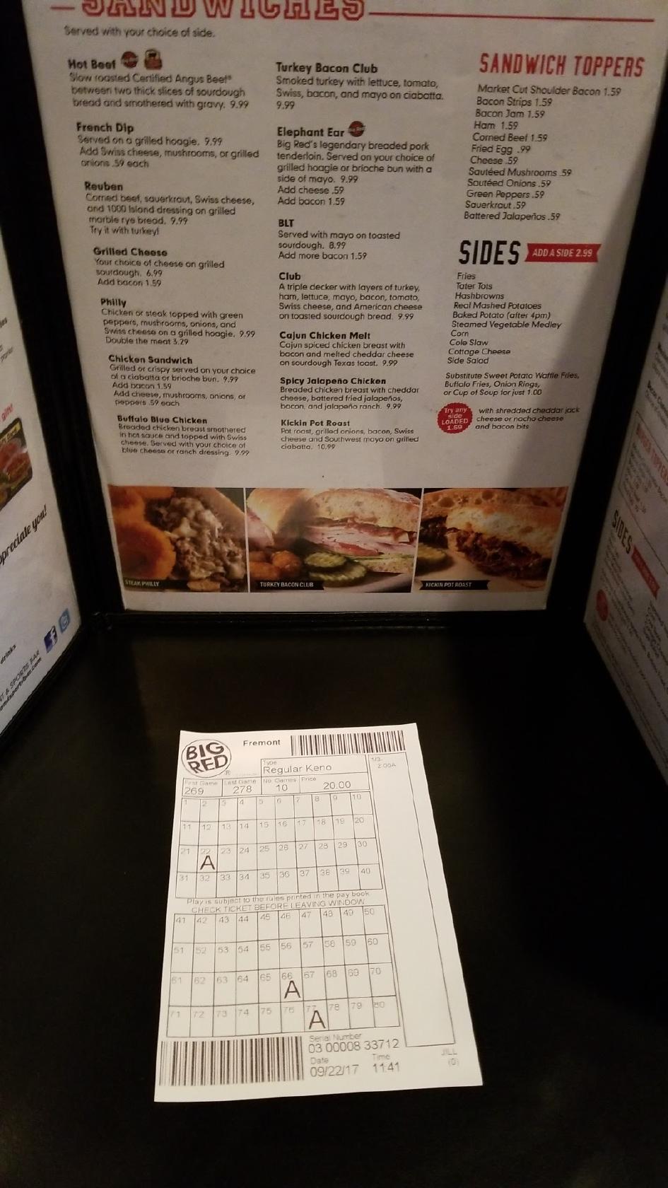 Menu at Big Red Restaurant & Sports Bar - Fremont, Fremont
