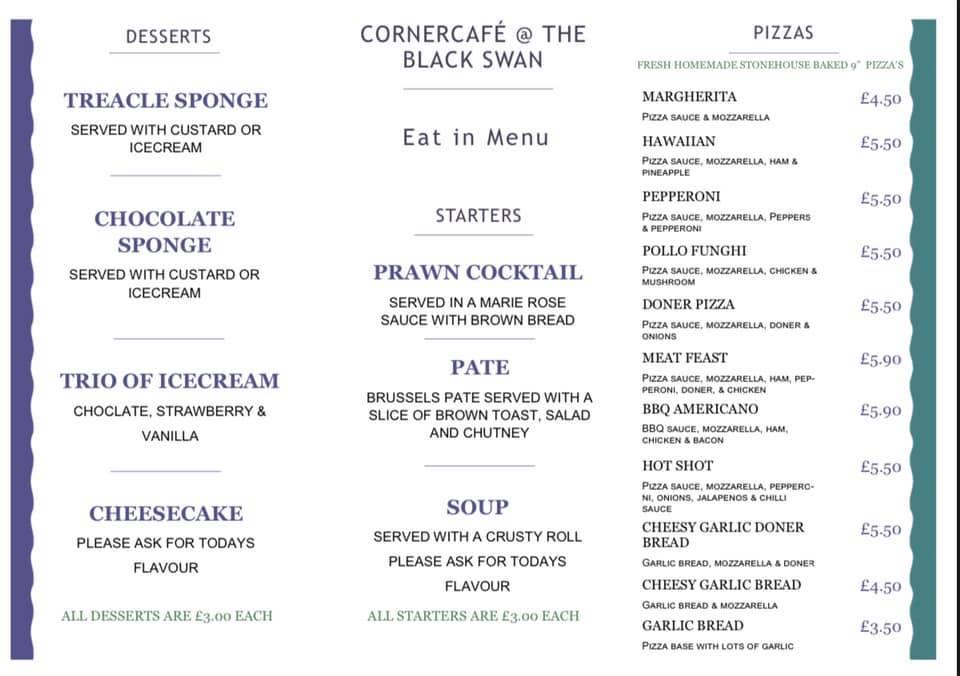 Menu at Black Swan pub & bar, Kirkbymoorside, The Black Swan