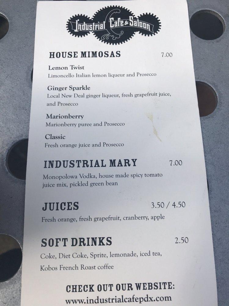 Menu at Industrial Cafe & Saloon, Portland
