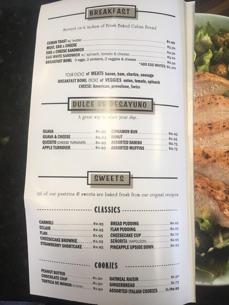 Menu at La Segunda Central Bakery, Tampa