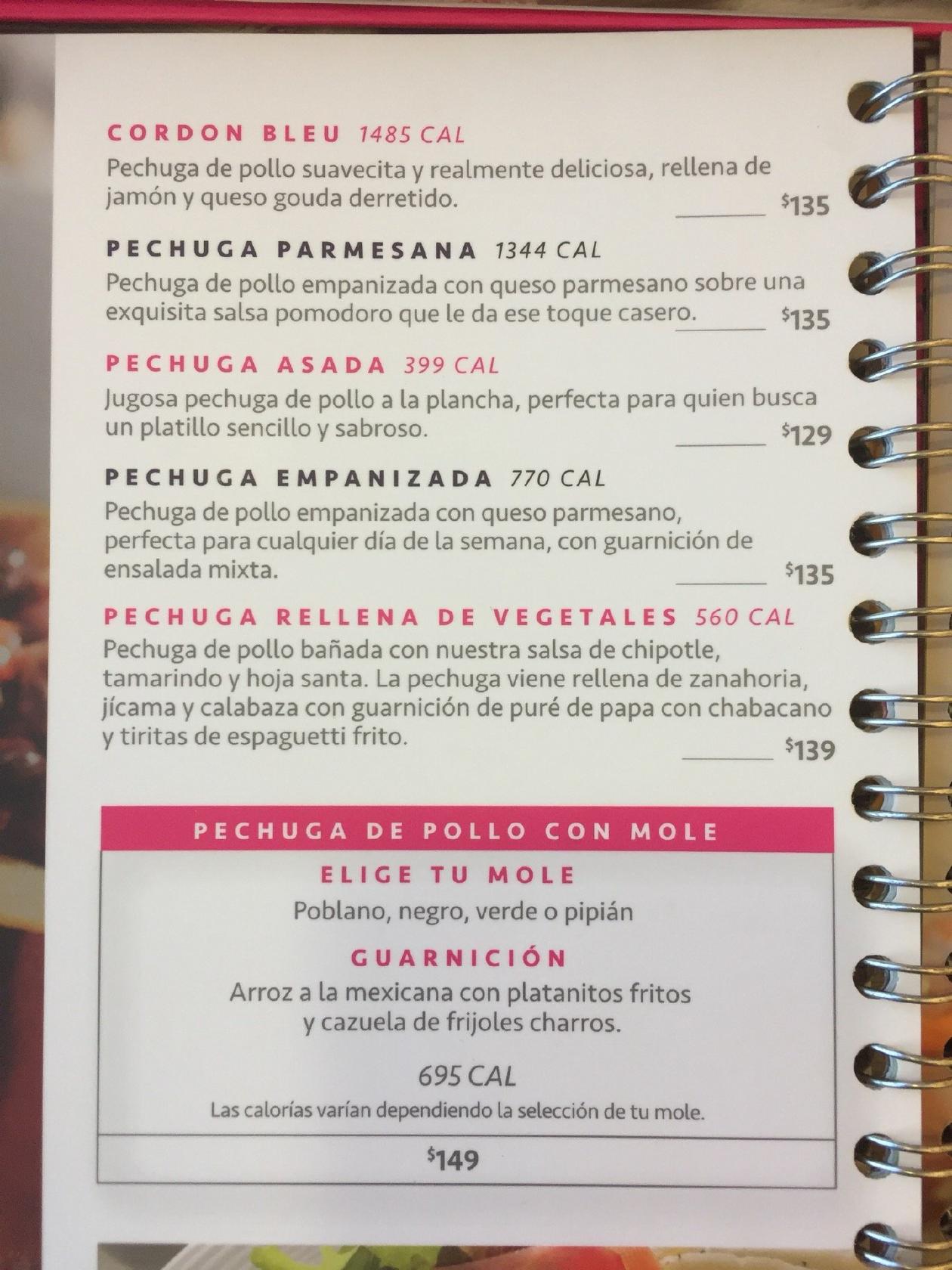 Carta de Restaurante Liverpool, San Miguel de Allende