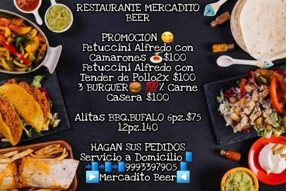 Menu at Mercadito Beer restaurant, Merida, Cto Colonias