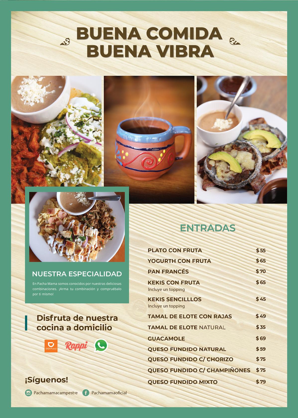 Menu at Pacha Mama Parque Central restaurant, Mazatlán