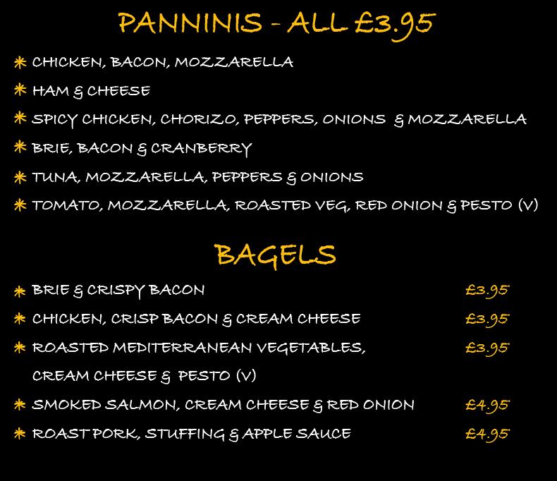 Menu at Brucciani's Café cafe, Preston
