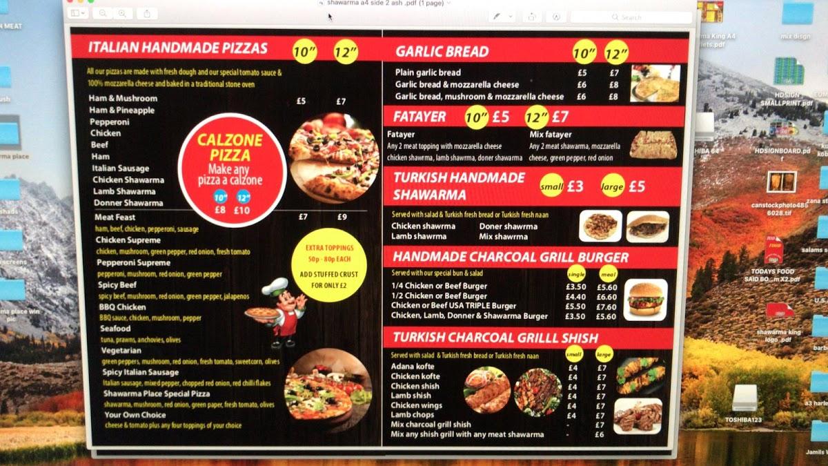 Menu at Dubai Shawarma restaurant, Leicester