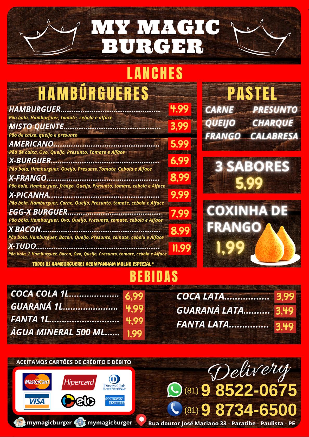 Menu at my magic burger pub & bar, Paulista