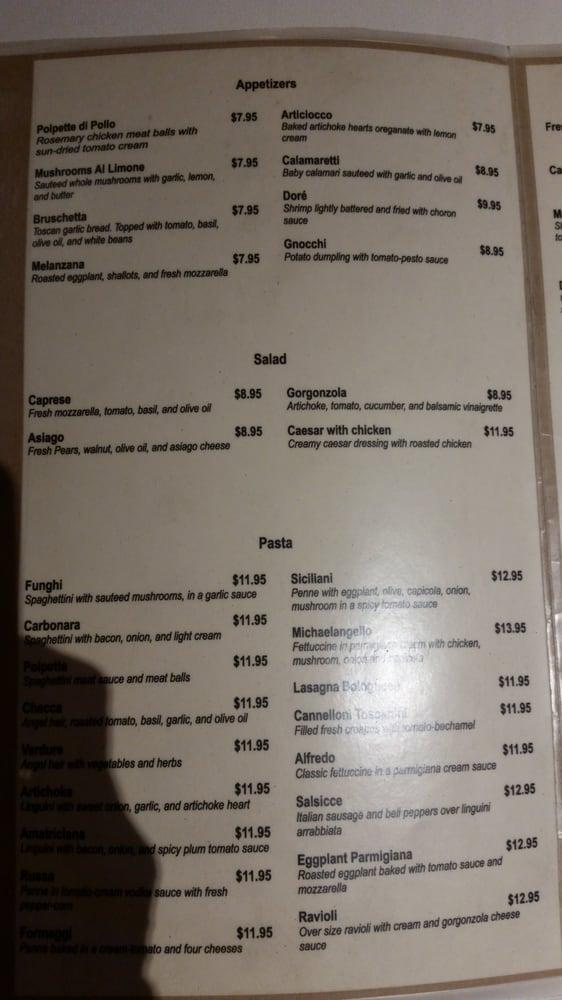 Menu at Caffe Gazelle restaurant, Huntington Beach