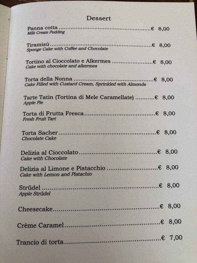 Menu at Caffè Scudieri Firenze cafeteria, Florence