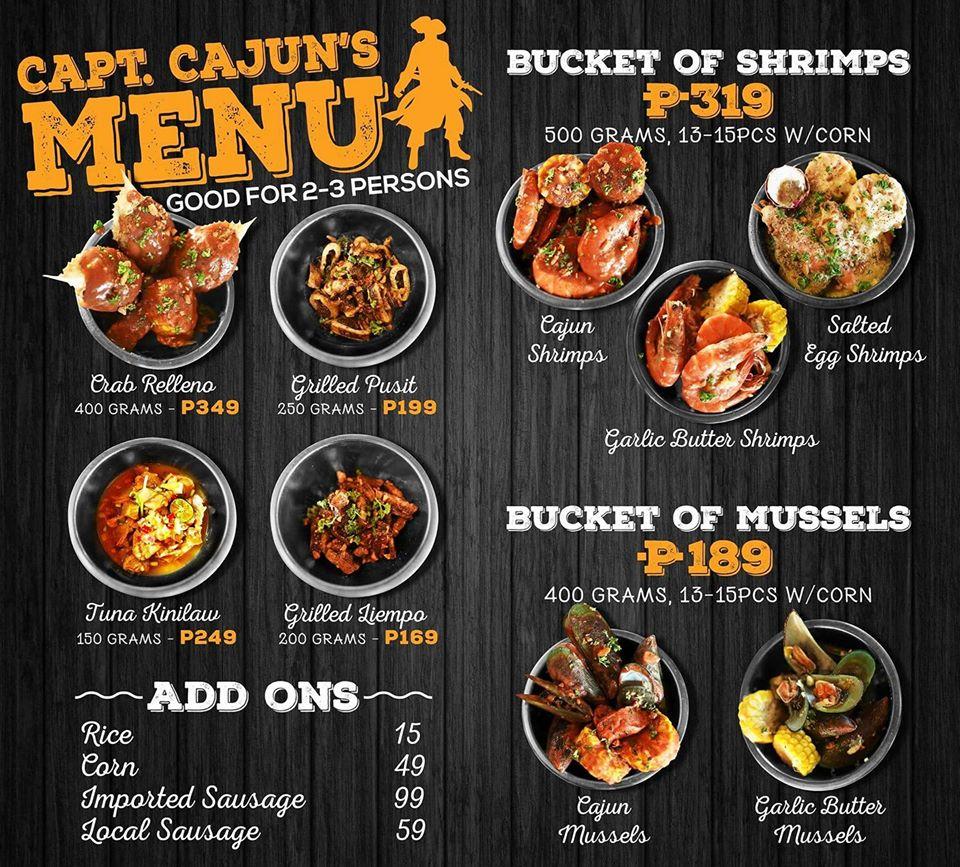 Menu at Captain Cajun, Seafood Shack restaurant, Malolos