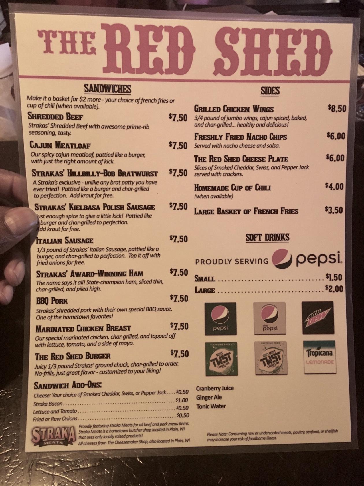 Menu at The Red Shed pub & bar, Madison