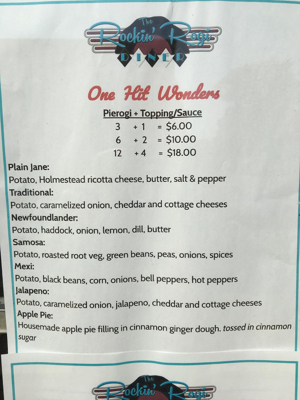 Menu at Rockin' Rogi Diner restaurant, Middleton