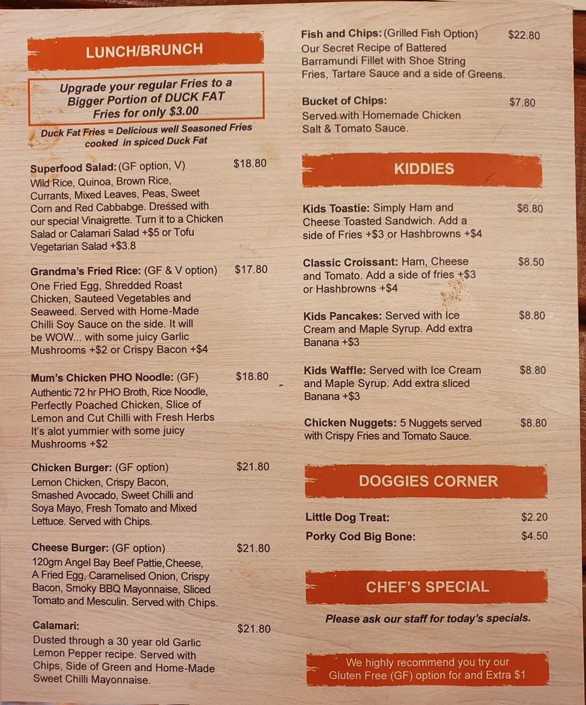 Menu at Surfing Lizard - Coogee cafe, Coogee