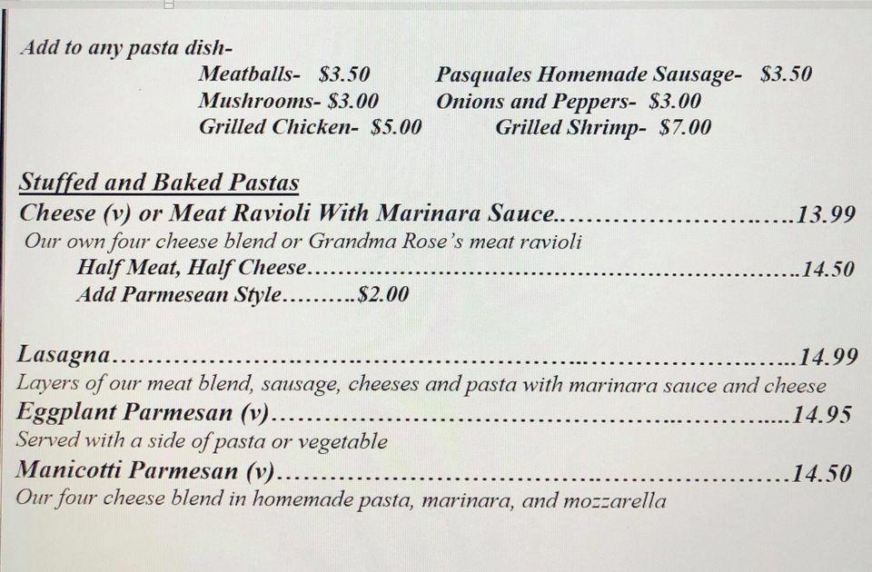 Menu at A Tavolo Italian Restaurant, Binghamton, 42 Chenango Bridge Rd