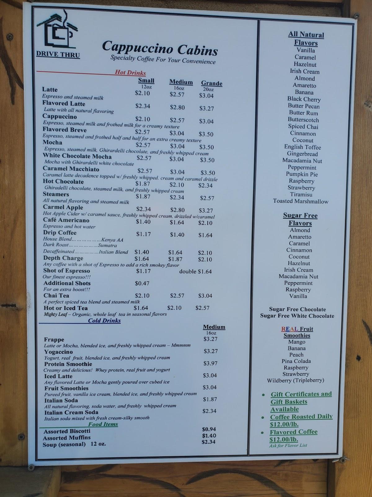 Menu at Espresso, Sioux Falls