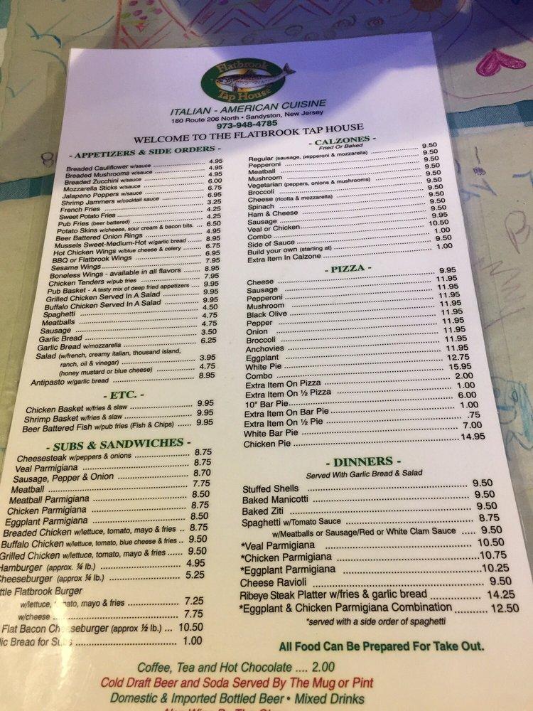 Menu at Flatbrook Tap House pub & bar, Frankford