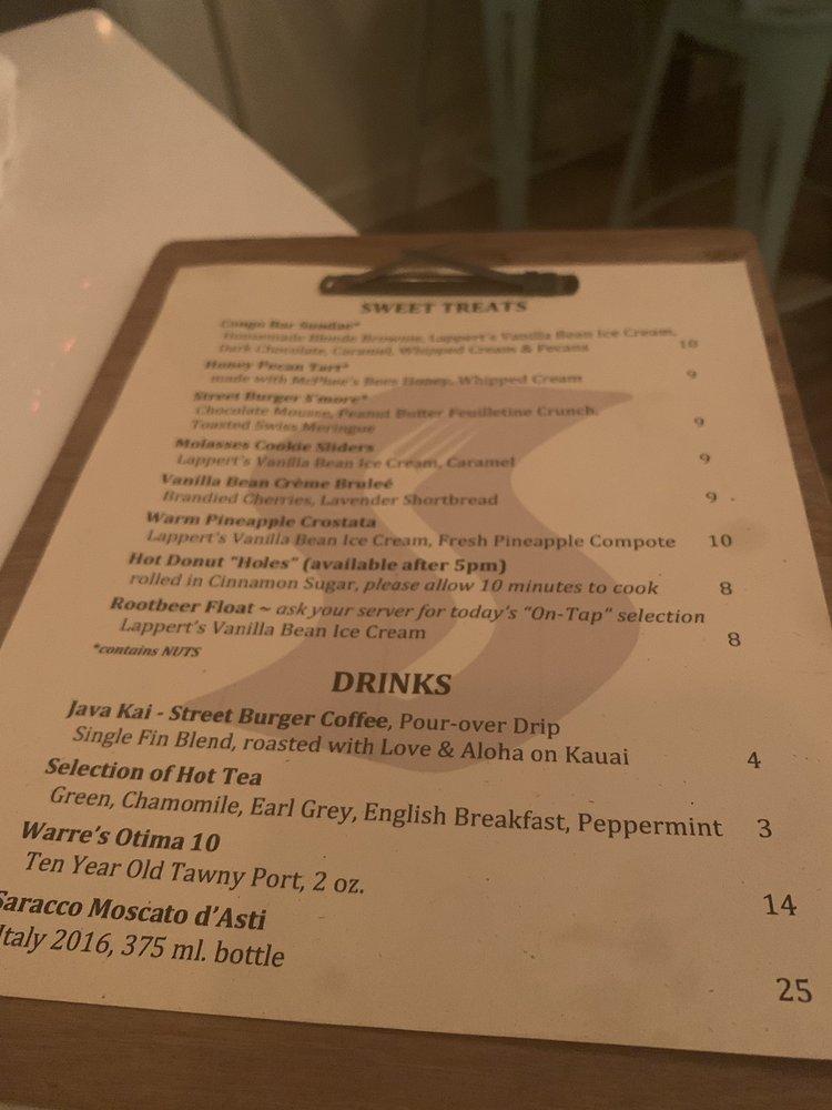 Menu at Oyster 369 restaurant, Kapaa