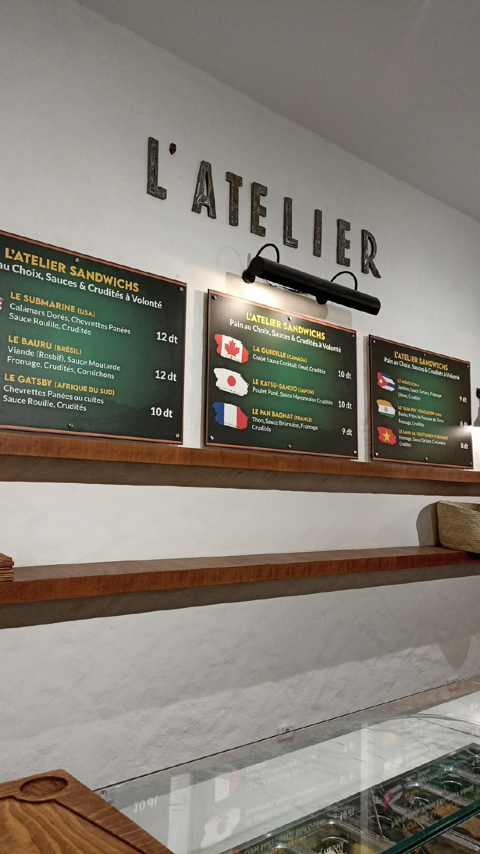 Menu at L'atelier bizertino restaurant, Bizerte