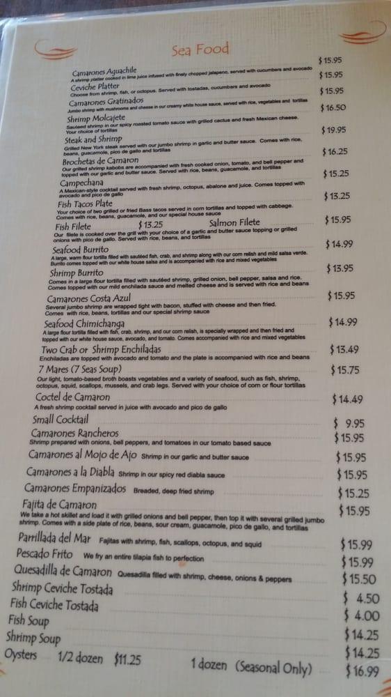 Menu at Mi Guadalajara Restaurant, Escondido