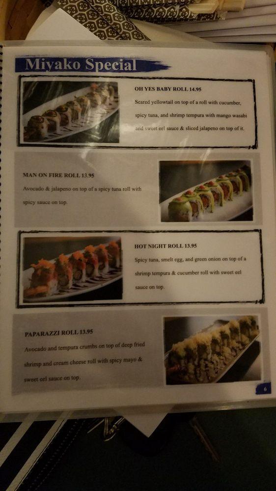 Menu at Miyako Japanese Restaurant, San Clemente