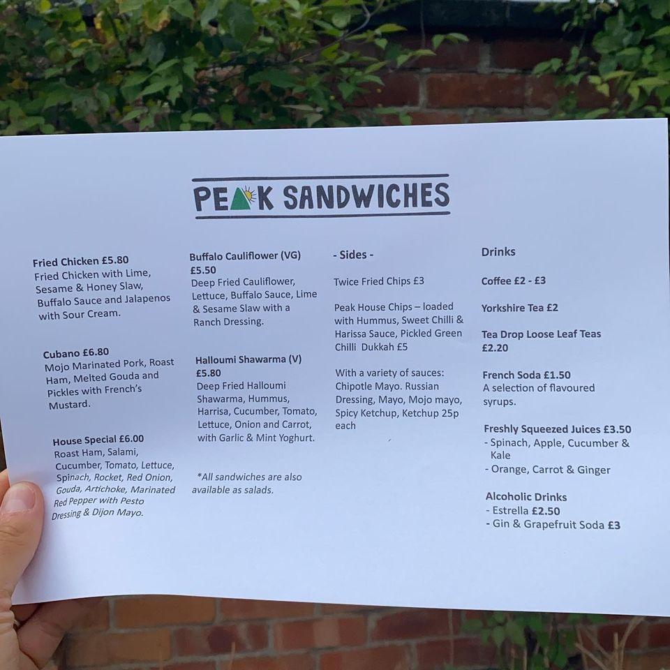 Menu at Peak Sandwiches cafe, Chester, 34 Charles Street