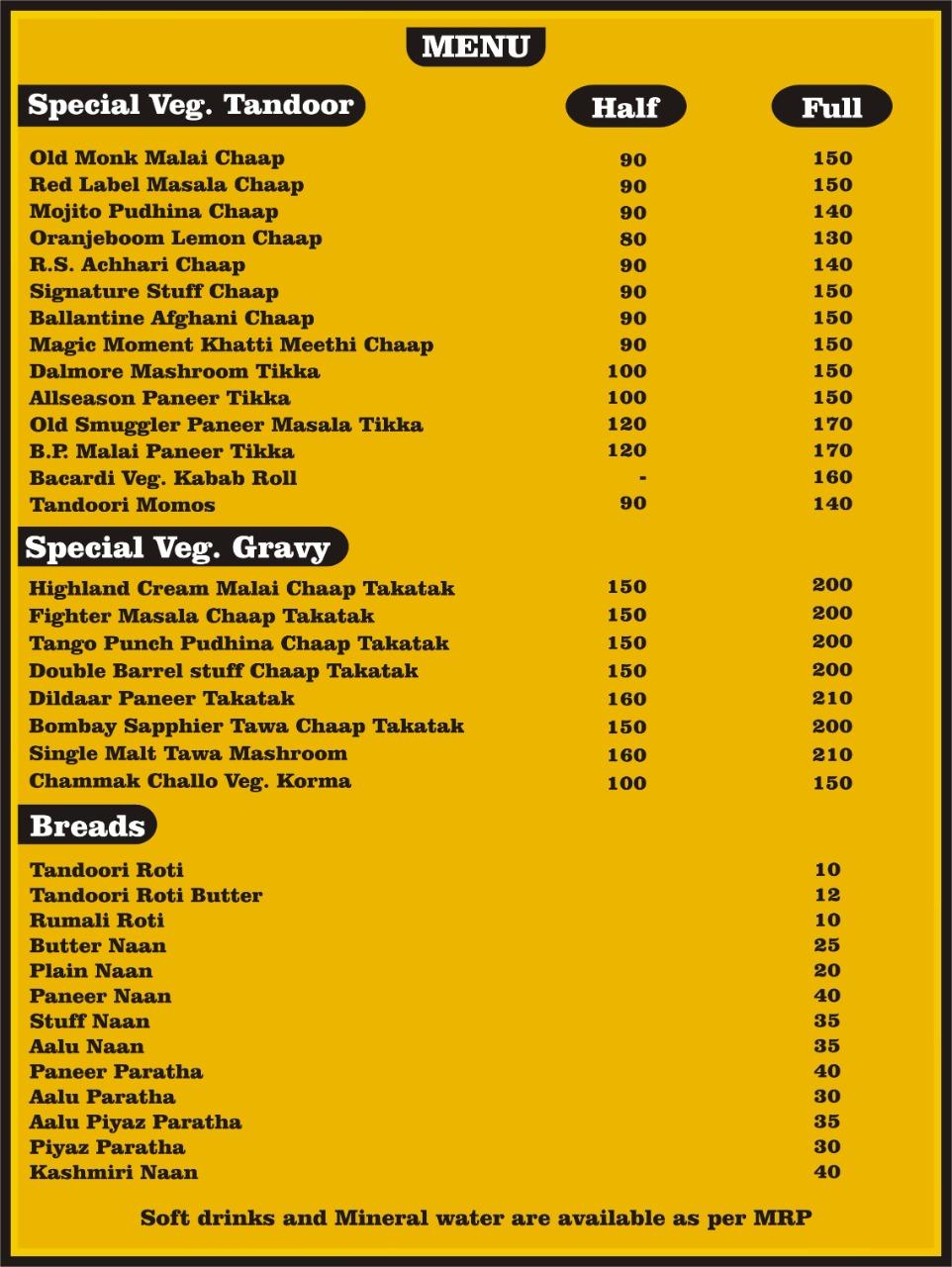 Menu at Theka Desi Chaap, Ghaziabad