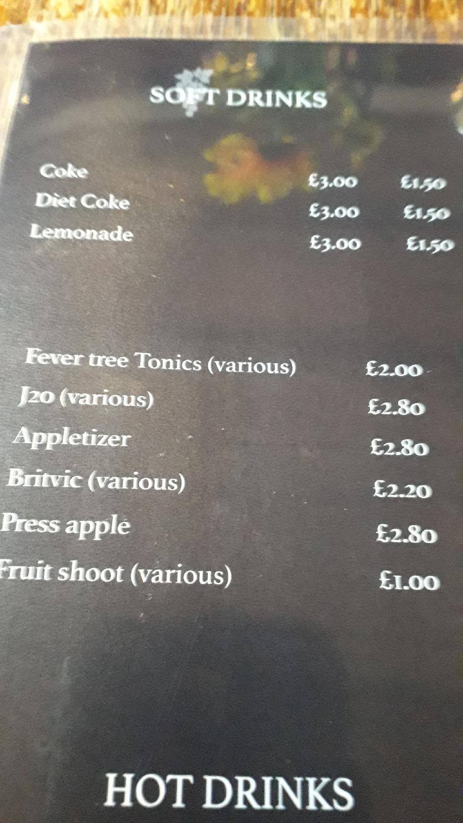 Menu at White Swan pub & bar, Derby, White Swan Inn