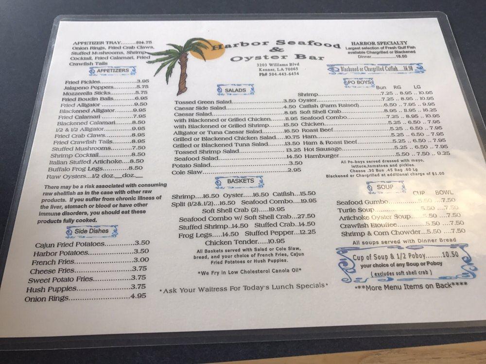Menu at Harbor Seafood & Oyster Bar, Kenner
