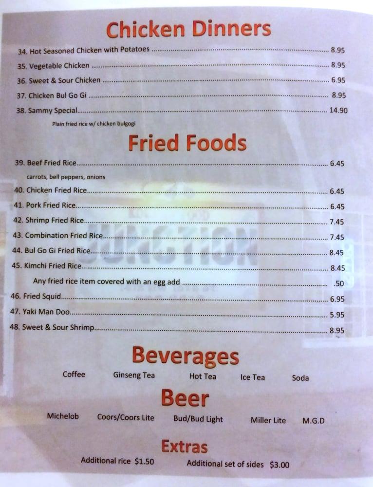 Menu at The Junction Restaurant Korean &International cuisine, Lawton