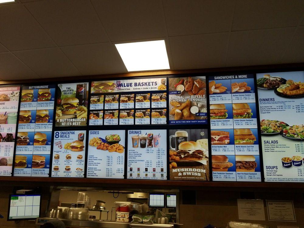 Menu at Culver's fast food, Grovetown, Gateway Blvd