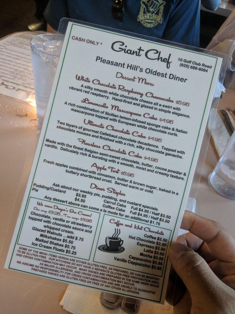 Menu at Giant Chef restaurant, Pleasant Hill