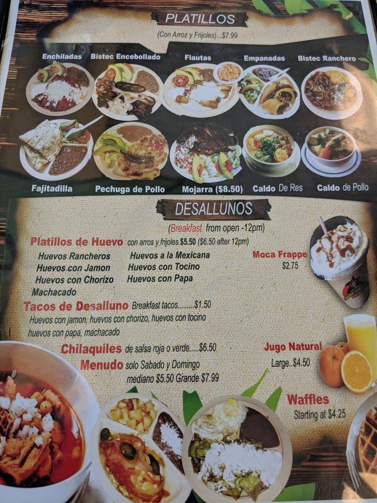Menu at La Selva restaurant, Houston