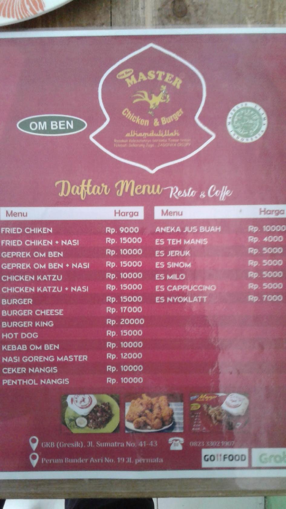 Menu at Master Chicken & Burger restaurant, Gresik, Jl. Saphire I
