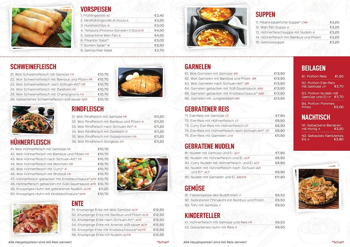 Speisekarte von Wu's Cooking restaurant, Asten