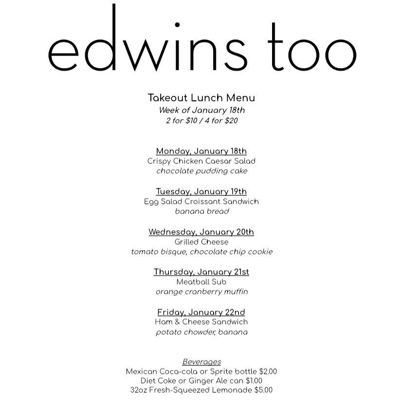 Menu at EDWINS Leadership & Restaurant Institute, Cleveland