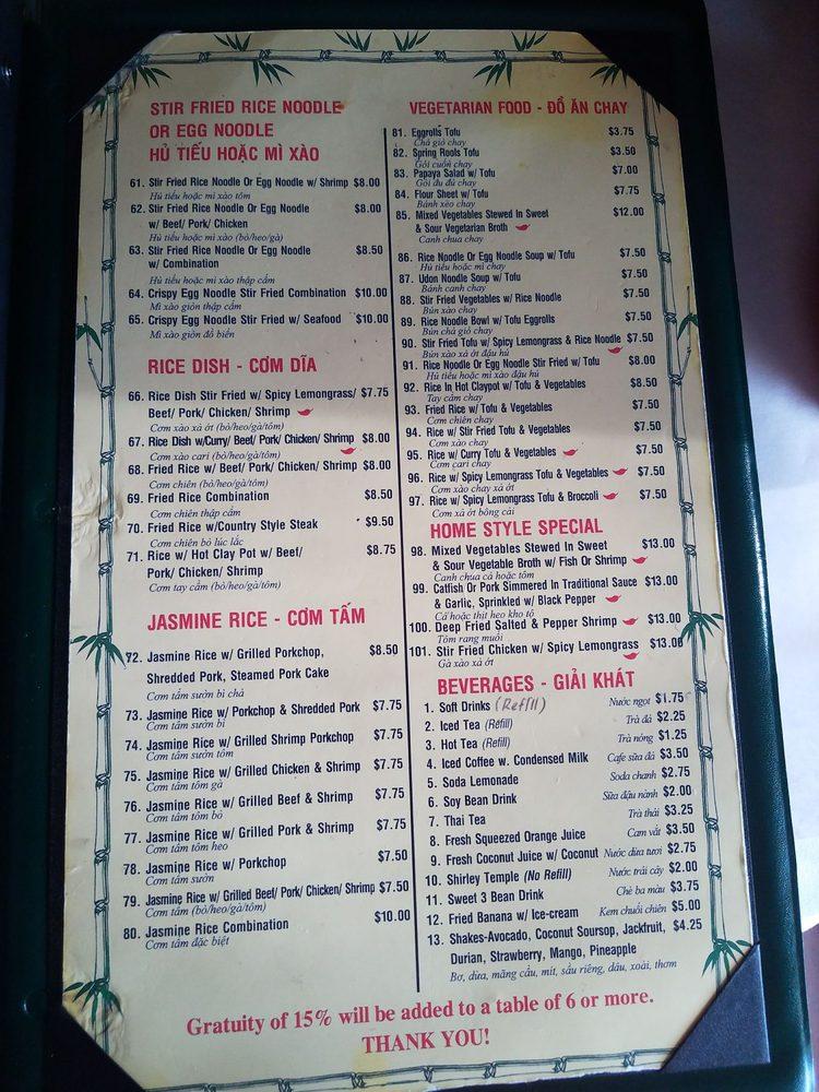 Menu at Viet Taste restaurant, Albuquerque, Menaul Blvd NE