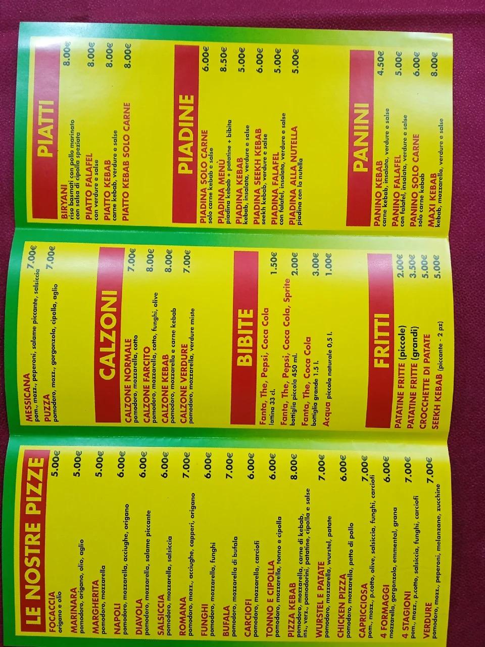 Menu da Bella Napoli Pizza e Kebab (Halal) ristorante, Modena
