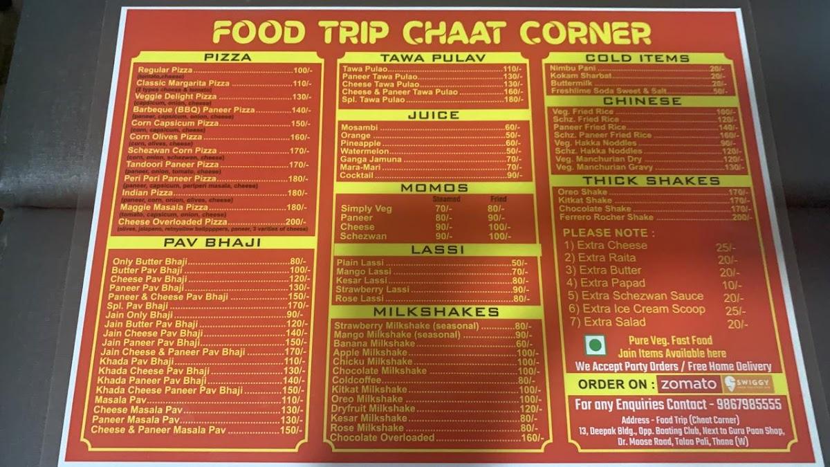 Menu at Food Trip Chaat Corner.., Thane