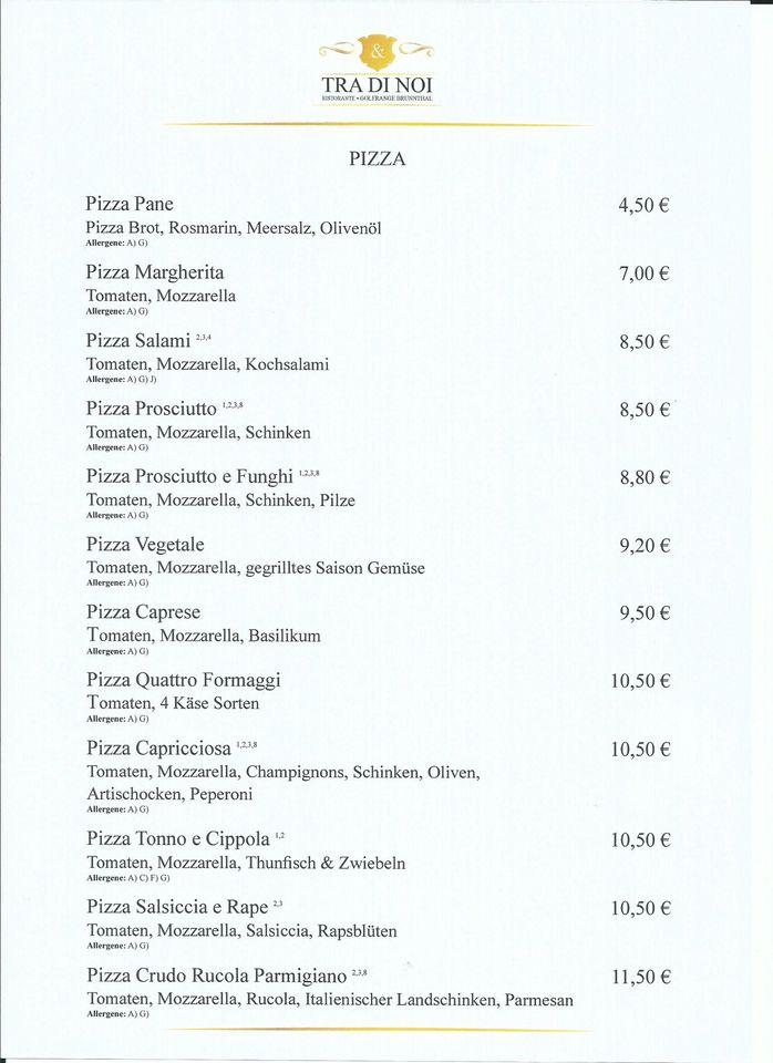 Speisekarte von Tra Di Noi Ristaurante Golfrange Brunnthal restaurant ...