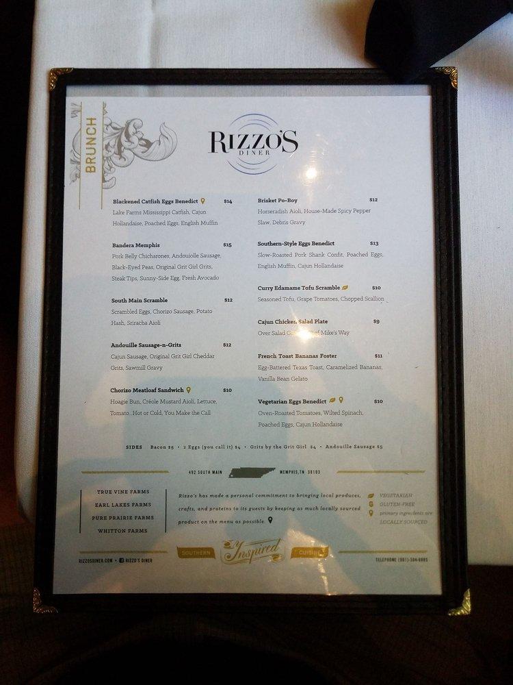 Menu at Rizzo's By Michael Patrick restaurant, Memphis, 492 S Main St