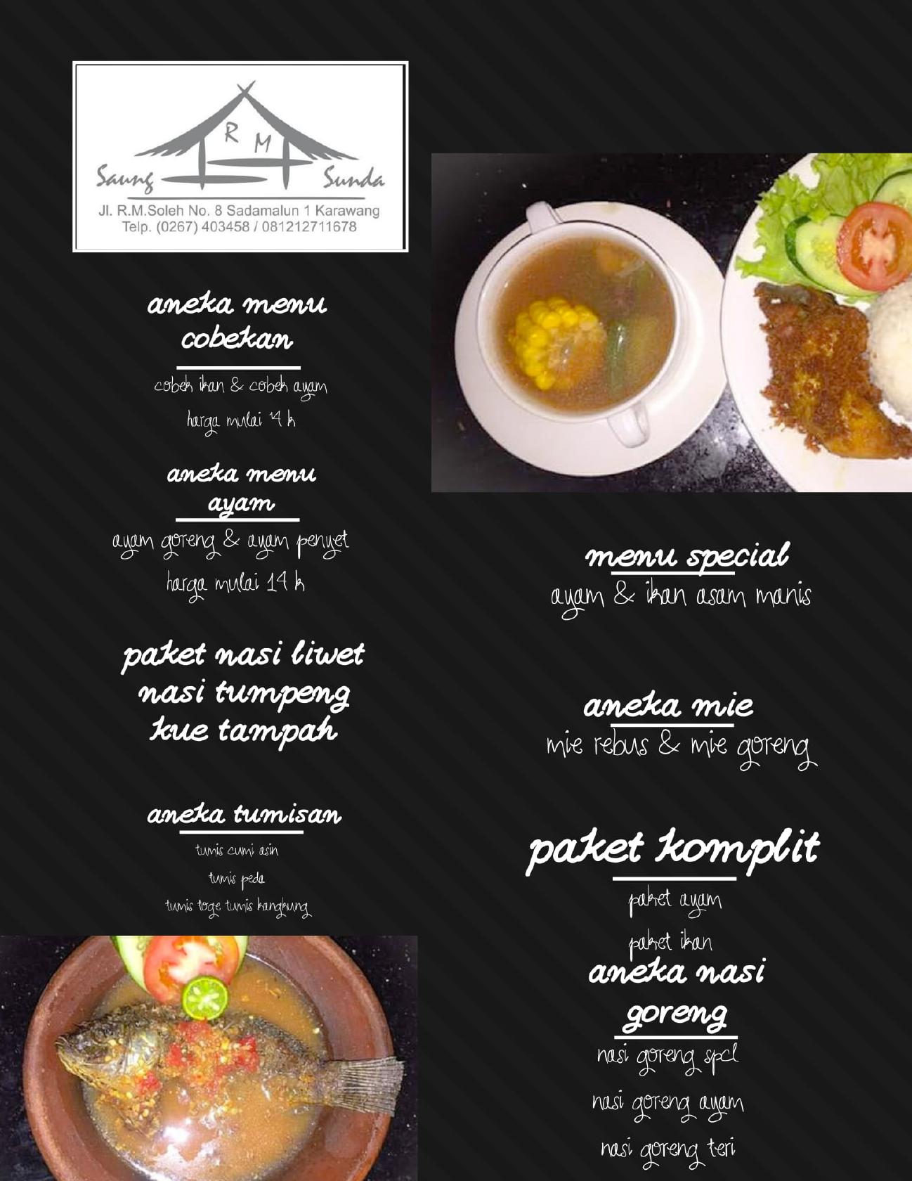 Menu at Saung Sunda Karawang restaurant, Karawang