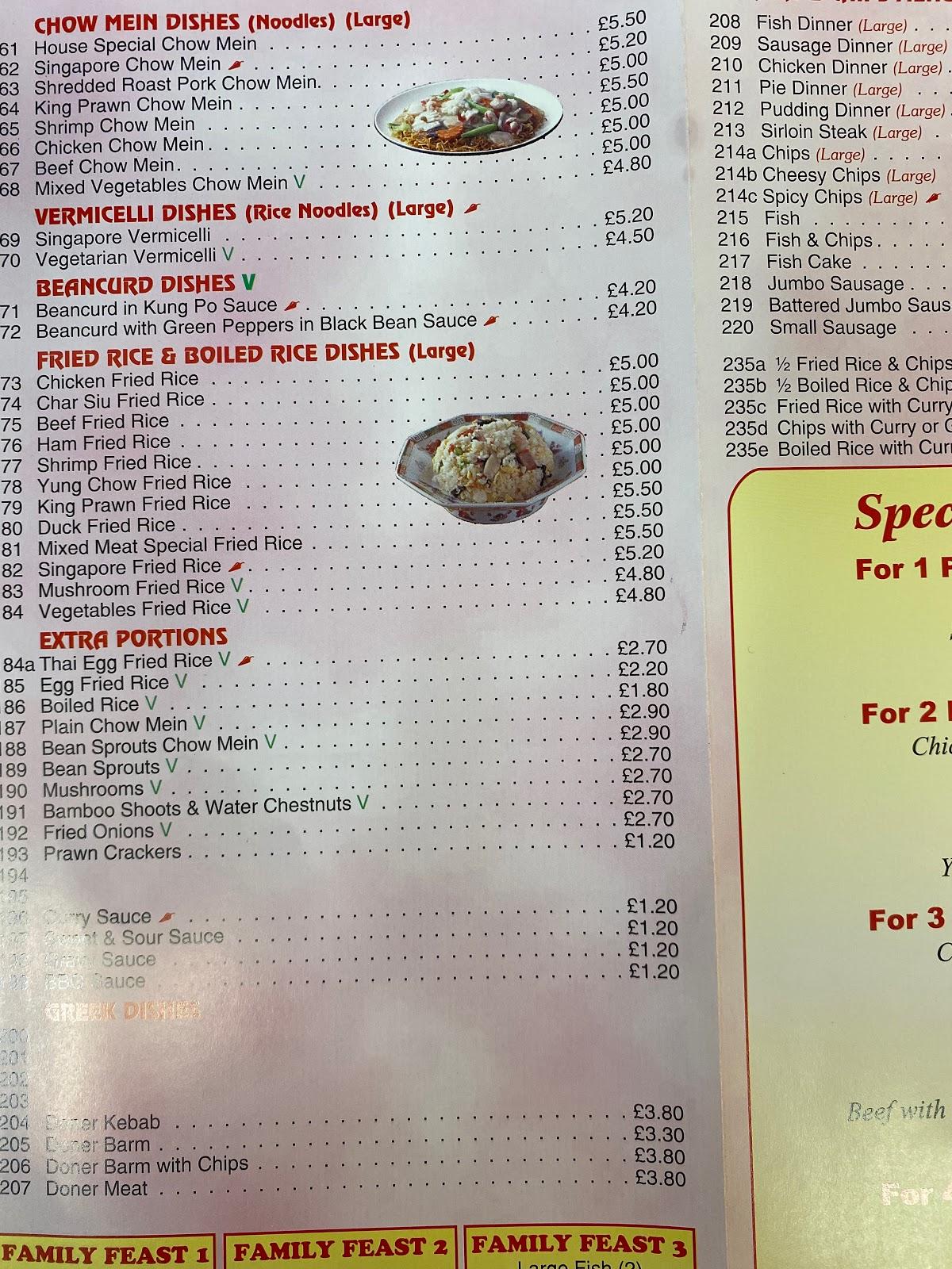 Menu at Sea Breeze Fish Bar, St Helens