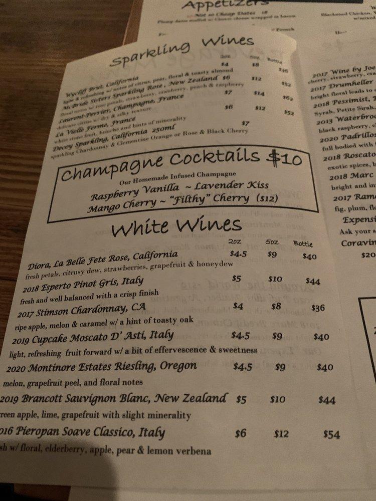 Menu at The Grape Tap restaurant, Wasilla
