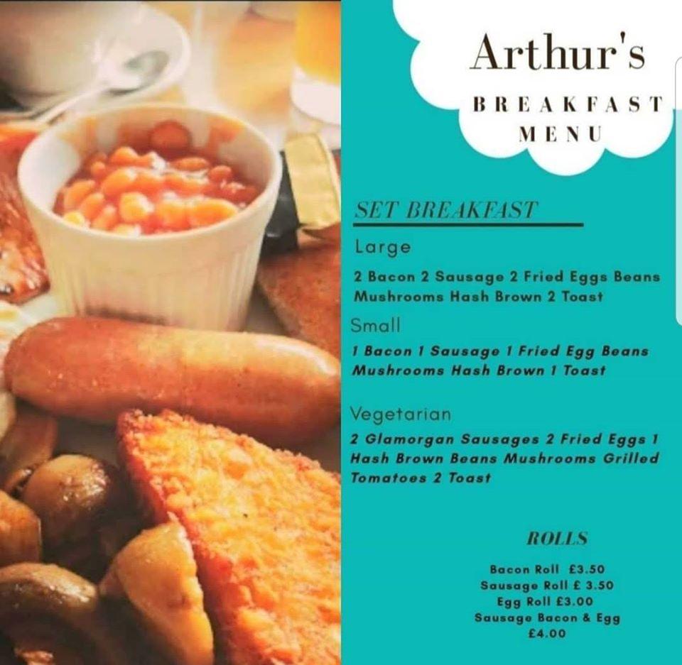 Menu at Arthur's restaurant, Laugharne