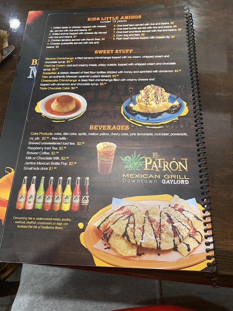 Menu at El Patron Grill restaurant, Gaylord