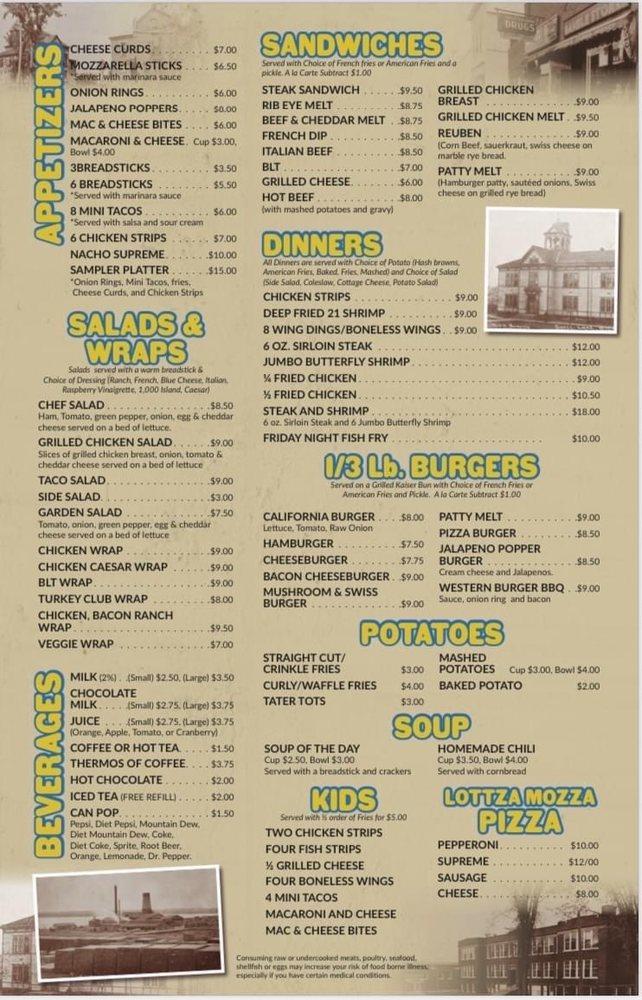Menu at Shell lake lunchbox cafe, Shell Lake