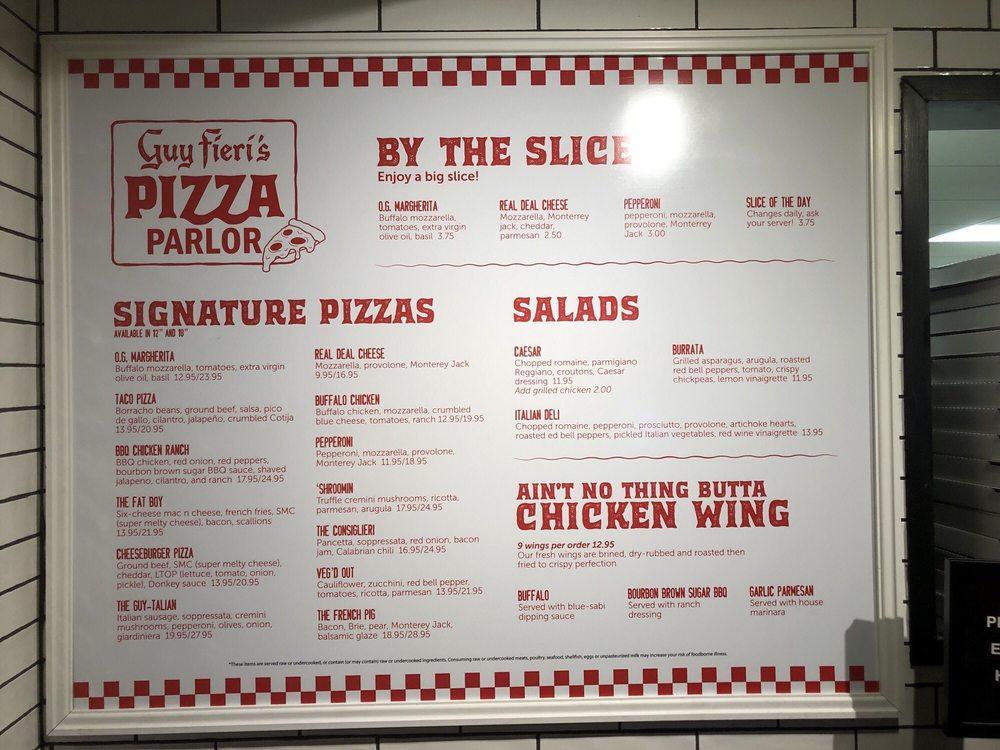 Menu at Guy Fieri's Pizza Parlor pizzeria, Hampton