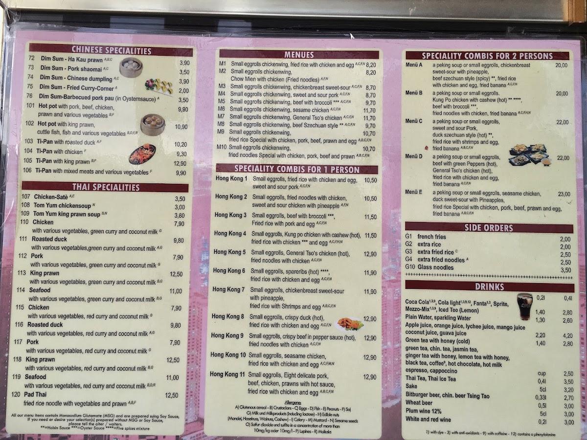 Speisekarte von Hong Kong 97 restaurant, Ramstein-Miesenbach