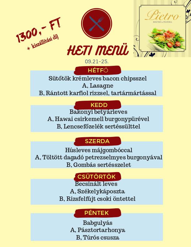 Menu at Pietro Bistro Pizzeria, Siófok