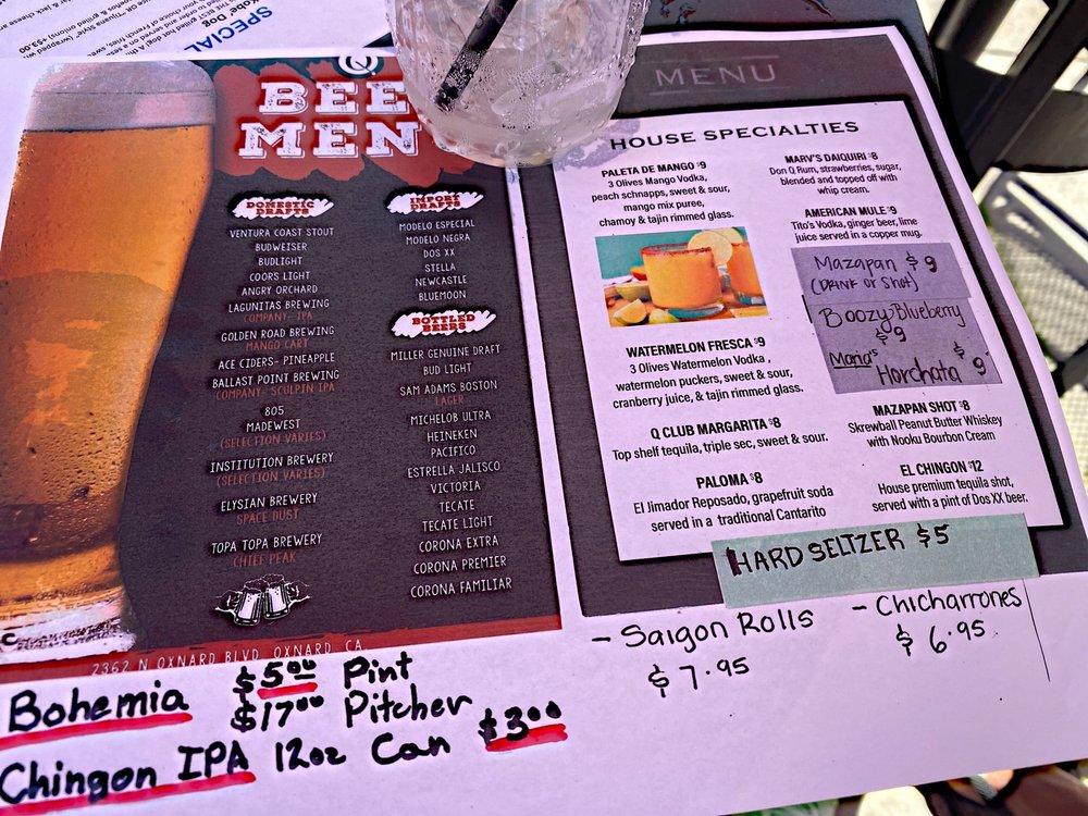 Menu at Q Club Oxnard, Oxnard