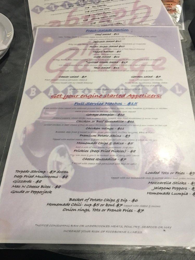 Menu at The Garage Bar & Grill, Bremerton, Kitsap Way
